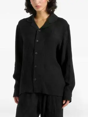 Manière De Voir Maniere De Voir Textured Revere Collar Long Sleeve Shirt