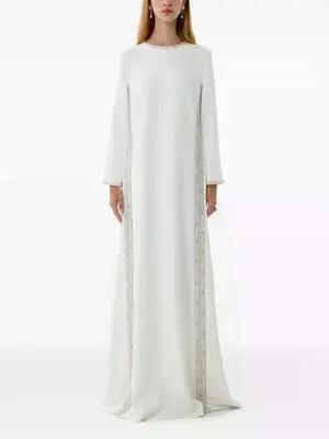 DINA MELWANI Crystal-trimmed Long-sleeve Maxi Dress - White