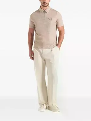 Manière De Voir Cassian In Beige Marl Zip Polo Shirt - Neutrals