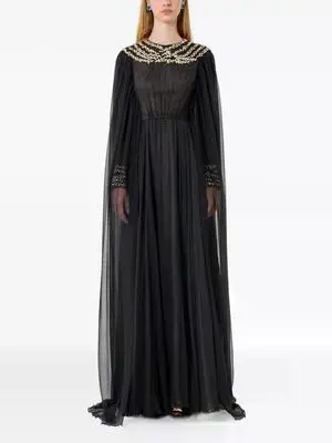 Dina Melwani Round Neck Evening Dresses