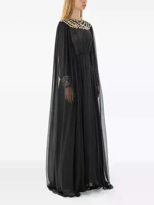 DINA MELWANI Crystal-embellished Cape-sleeve Maxi Dress