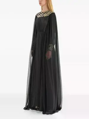 DINA MELWANI Crystal-embellished Cape-sleeve Maxi Dress