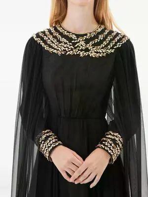DINA MELWANI Crystal-embellished Cape-sleeve Maxi Dress