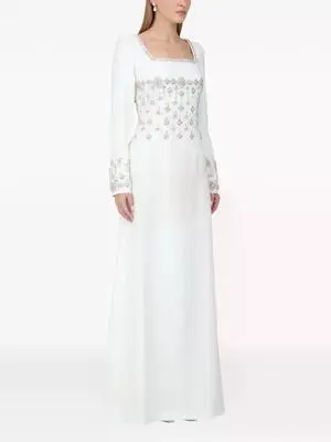 DINA MELWANI Crystal-embellished Square Neck Maxi Dress