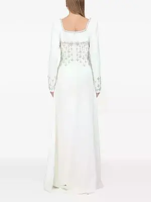DINA MELWANI Crystal-embellished Square Neck Maxi Dress