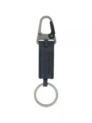 PIQUADRO Leather Carabiner Keyring - Blue