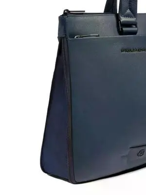 PIQUADRO Shock-absorbing Leather Laptop Bag - Blue