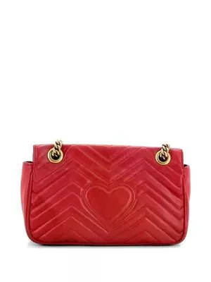 Gucci Gg Marmont Flap Matelasse Leather Small Crossbody Bag - Red