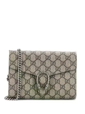 Gucci Dionysus Chain Wallet Gg Coated Canvas - Brown
