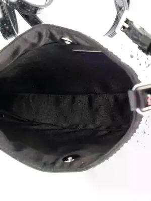 Prada Crystal Embellished Satin Shoulder Bag - Black