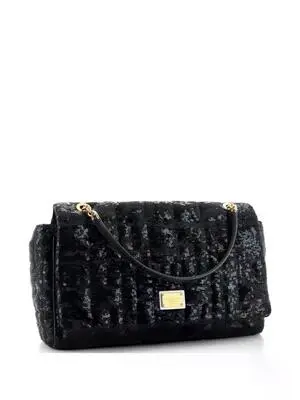 Dolce & Gabbana Miss Charles Flap Bag Quilted Sequins And Python Medium Shoulder Bag