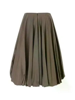 Balenciaga Gabardine Bubble Hem Skirt - Brown