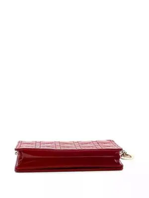 Dior Lady Chain Pouch Cannage Quilt Patent Crossbody Bag - Red