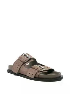 A.emery Buckle-fastening Perforated Suede Sandals - Brown