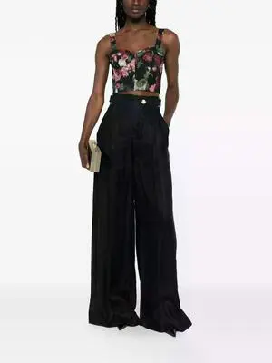 Alice + Olivia Jeanna Floral-print Cropped Top - Black