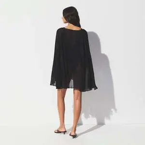 SKIMS Sheer Mini Kaftan | Black | | Swim Cover Ups