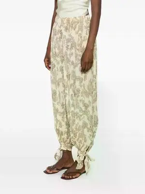 Hemant & Nandita Dani Paisley-print Tie-cuff Trousers - Neutrals