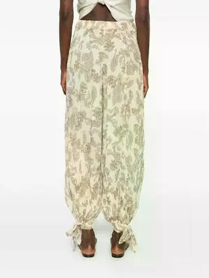 Hemant & Nandita Dani Paisley-print Tie-cuff Trousers - Neutrals