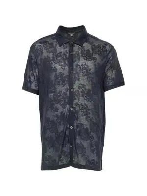 John Varvatos Floral-lace Short-sleeve Shirt - Blue