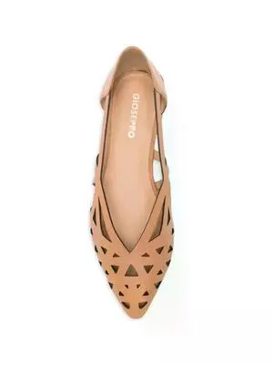 GIOSEPPO Bumala Cut-out Leather Ballet Flats - Brown