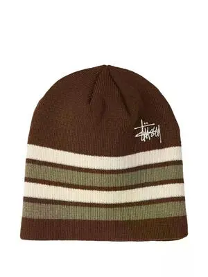 StÜssy Striped Skullcap Beanie - Brown