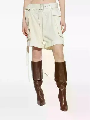Alexander McQueen Cream Cotton Belted Cargo Shorts - Neutrals
