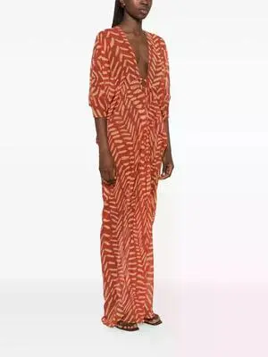 Johanna Ortiz Abstract Pattern Tunic Maxi Dress