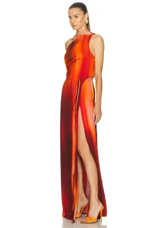 LAQUAN SMITH Asymmetrical Draped Scarf Dress