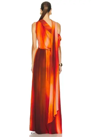 LAQUAN SMITH Asymmetrical Draped Scarf Dress