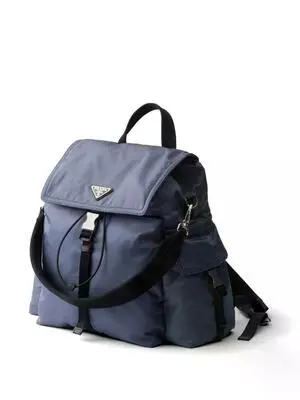 Prada Re-nylon And Leather Backpack - Blue