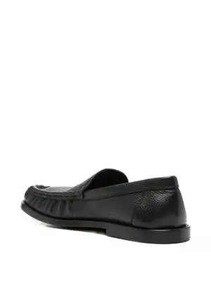 PAURA Grained Leather Gathered Loafers