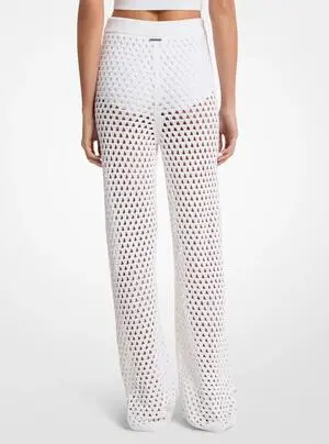 Michael Kors Open-knit Stretch Cotton Flared Pants