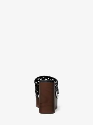 Michael Kors Mayes Woven Wedge Sandal With Metallic Studs - Black