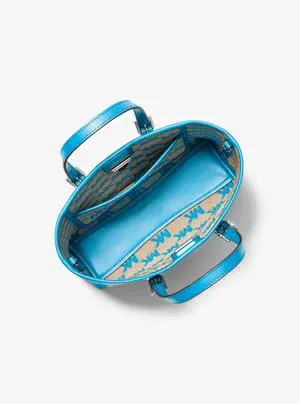Michael Kors Quinn Small Striped Canvas Convertible Crossbody Bag - Blue