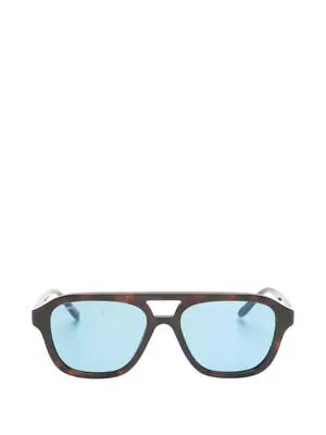 Balenciaga Tortoiseshell-effect Pilot Sunglasses - Brown