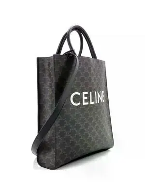 Celine Vertical Cabas Triomphe Coated Canvas Medium Tote Bag - Black
