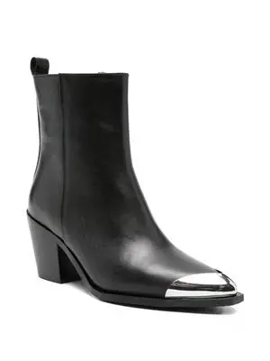 ADRIANNA FERETTI Metal-toe Block Heel Ankle Boots