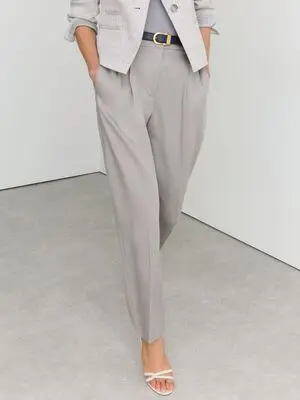 REISS Clay Lyocell Tapered Pleated Trousers - Grey
