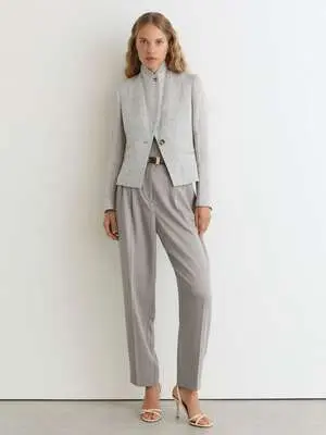 REISS Petite Tapered Trousers - Grey