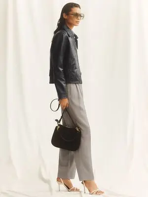 REISS Petite Tapered Trousers - Grey