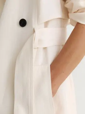 REISS Charli Double-breasted Trench Coat With Linen