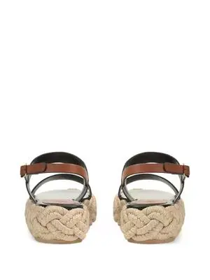 SERGIO ROSSI Platform Slingback Sandals With Gold-tone Hardware - Brown
