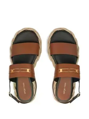 SERGIO ROSSI Platform Slingback Sandals With Gold-tone Hardware - Brown