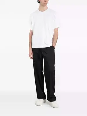 Alpha Studio Straight Leg Drawstring Waist Trousers