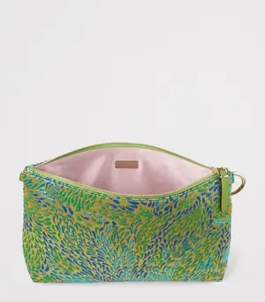 JIMMY CHOO Callie Woven Metallic Clutch With Tassel Trim