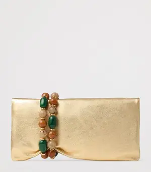 JIMMY CHOO Zandra Lambskin Clutch Bag - Gold