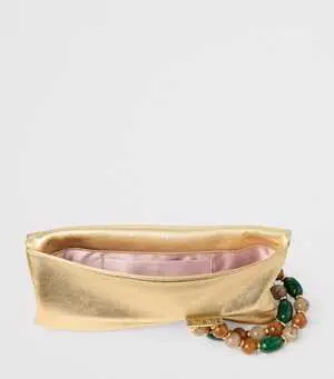 JIMMY CHOO Zandra Lambskin Clutch Bag - Gold