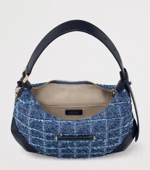 JIMMY CHOO Leather-denim Bar Shoulder Bag