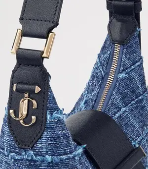 JIMMY CHOO Leather-denim Bar Shoulder Bag