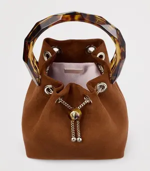 JIMMY CHOO Bon Bon Suede Top Handle Bag - Brown